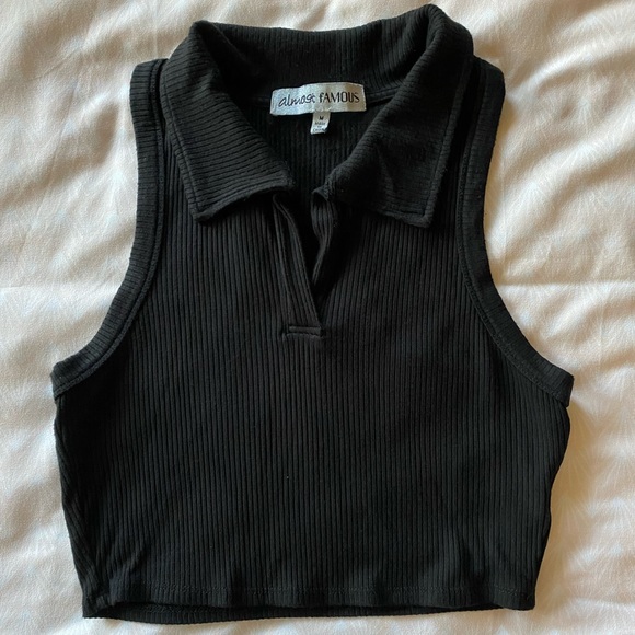 Almost Famous | Tops | Almost Famous Crop Top Black Racer Back With ...